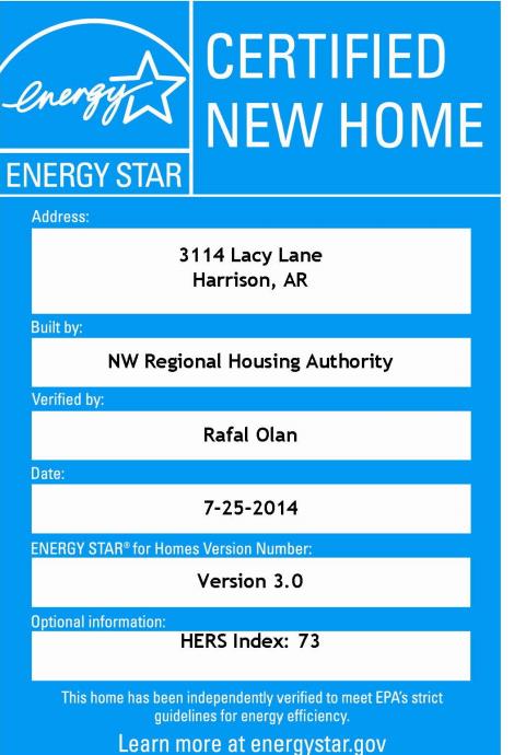 Quick Guide: Energy Star New Home Program - Home Energy Rx